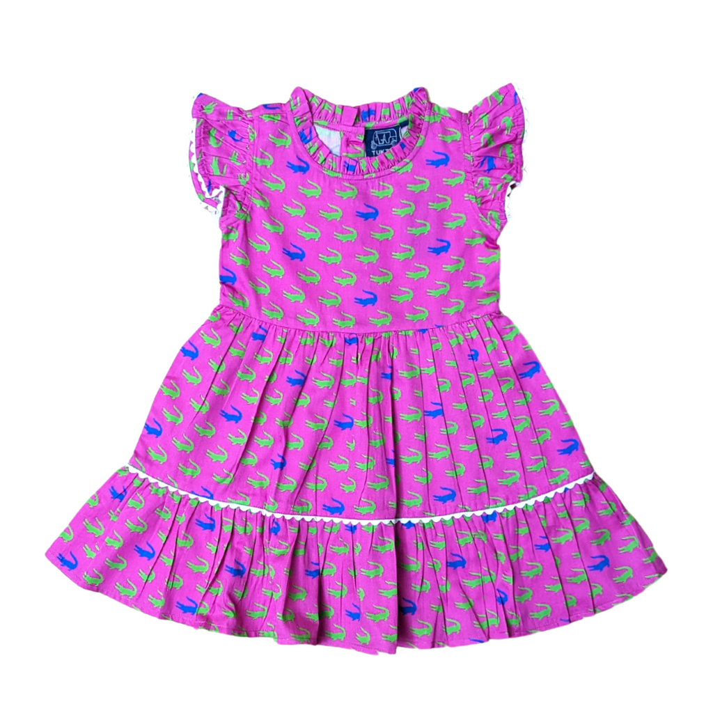 Alligators in Pink Ruffle Dress – TukTuk Designs